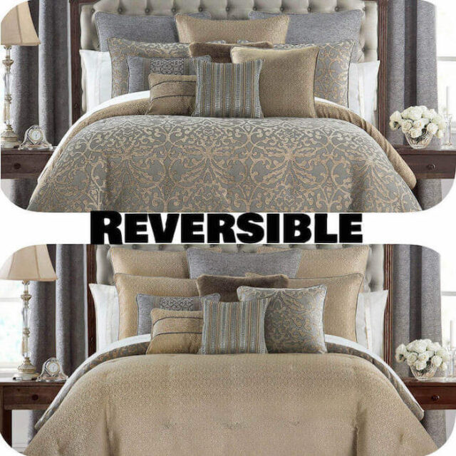 Waterford Carrick 4 Piece King Comforter Set Silver/Gold